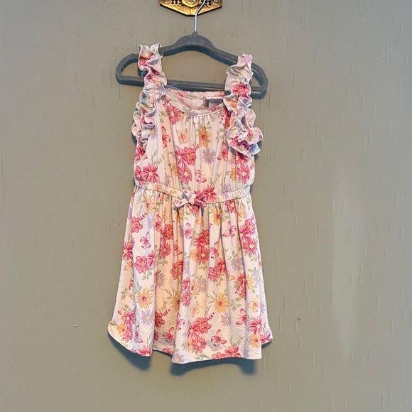 Little Lass | Dresses | Little Lass Pink And White Floral Ruffle Dress ...